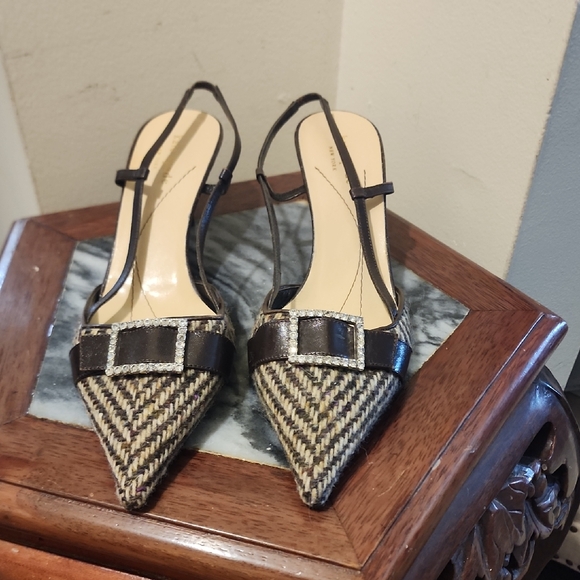 kate spade | Shoes | Kate Spade Black And Tan Plaid Slingback Heels ...